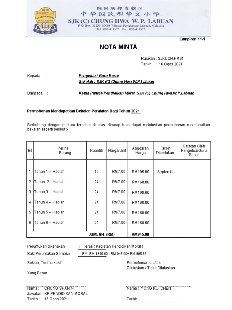 Nota Minta 1 | PDF