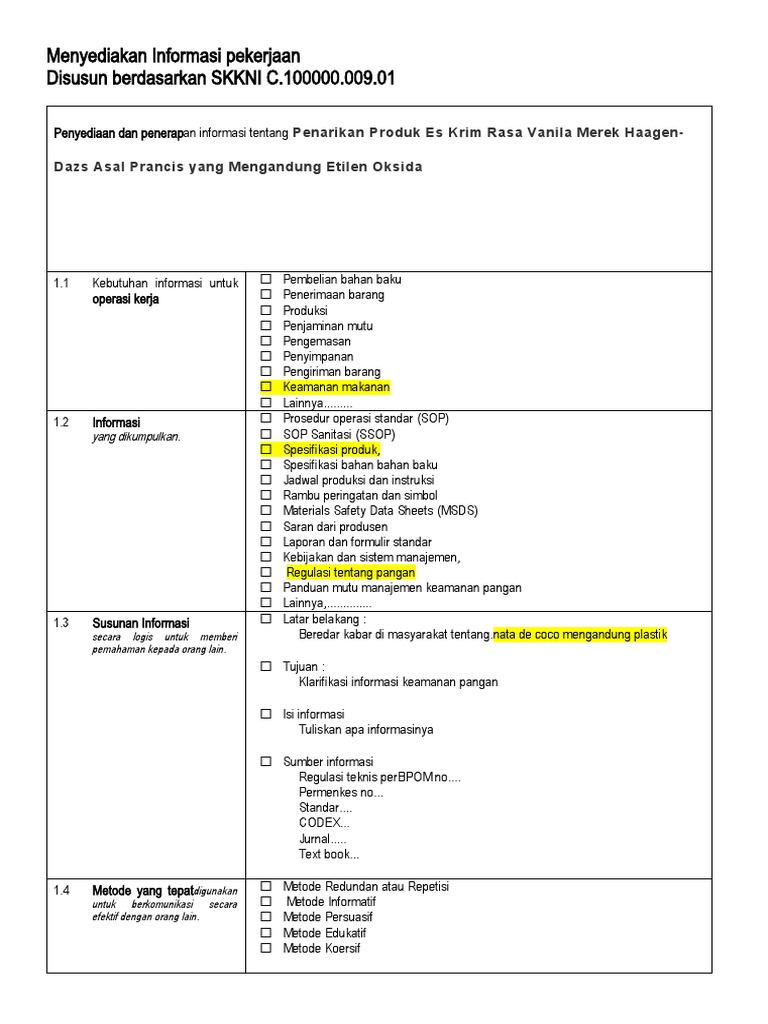 Form 3. Menyediakan Informasi Pekerjaan | PDF