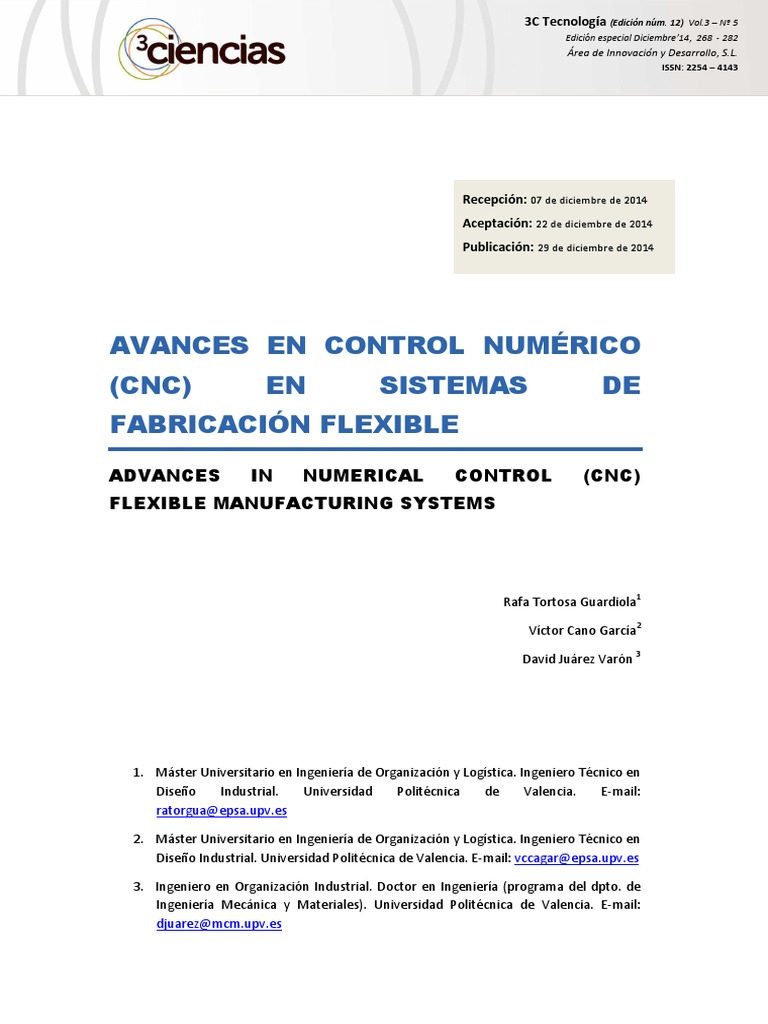 Avances en Control Numérico (CNC) EN Sistemas DE Fabricación Flexible | Descargar gratis PDF ...