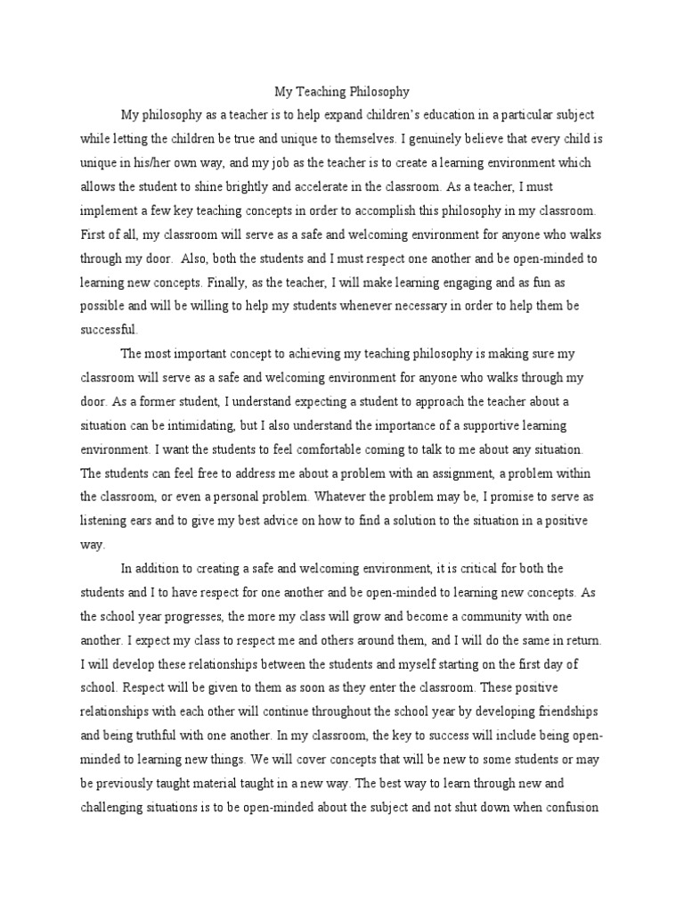 My Teaching Philosophy 1 | PDF | Teaching Method | Teachers
