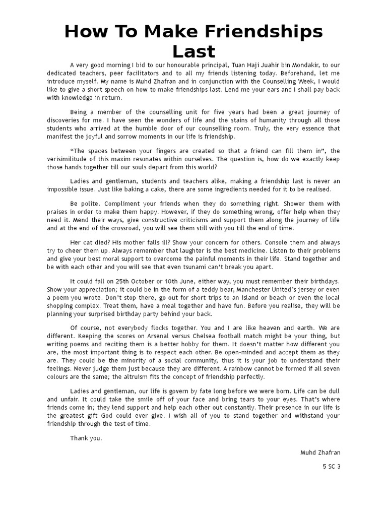 How To Keep Friendship Last | PDF | Friendship