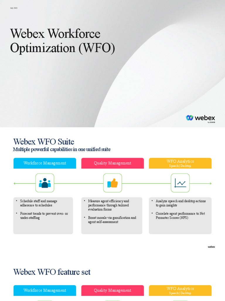 Webex Wfo Overview | PDF | Analytics | Speech Recognition