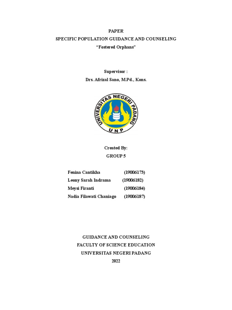 PAPER Special Population - Group 5 | PDF | Orphanage | Adoption