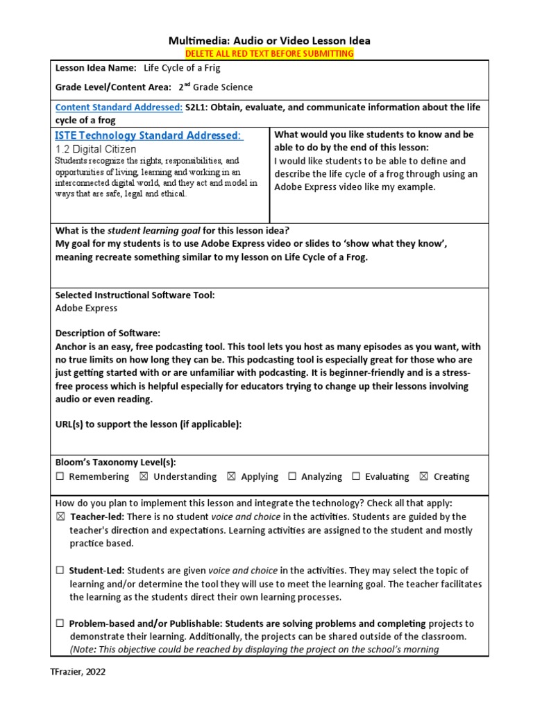 Multimedia Audio or Video Lesson Idea Avery Orr | PDF | Multimedia | Learning