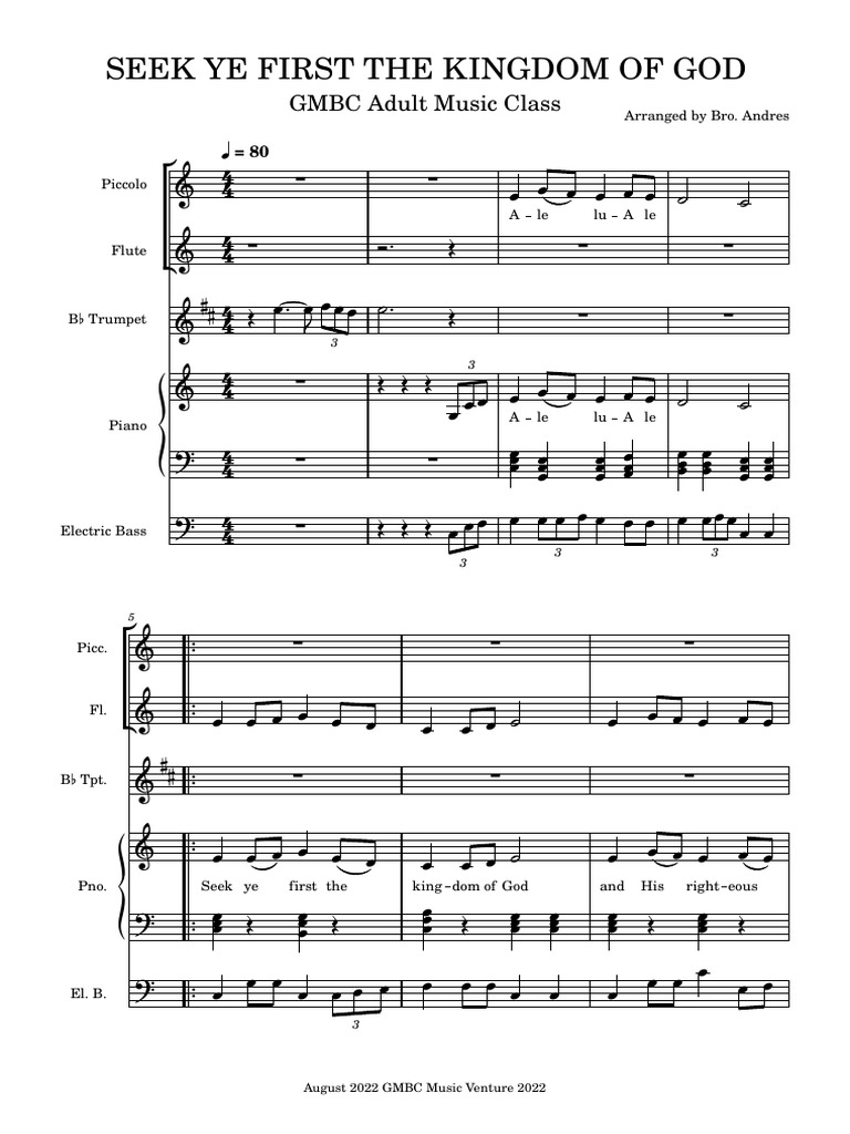 Seek Ye First The Kingdom of God - Instrumental | PDF | Aerophones | Musical Instruments