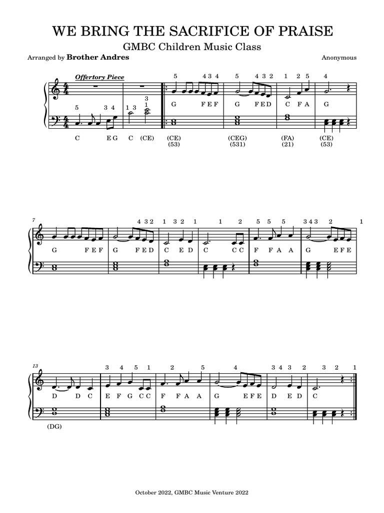 We Bring The Sacrifice of Praise | PDF