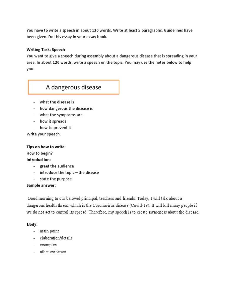Form 3 Writing Task-Speech | PDF