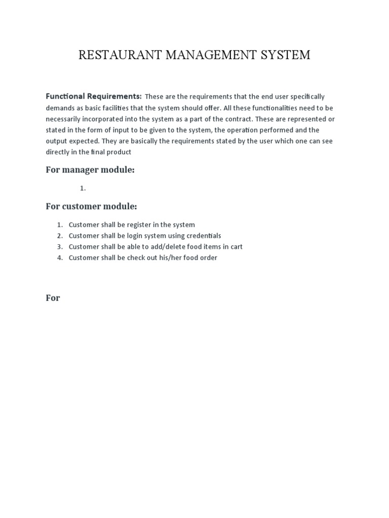 Food Court Management System Pdf