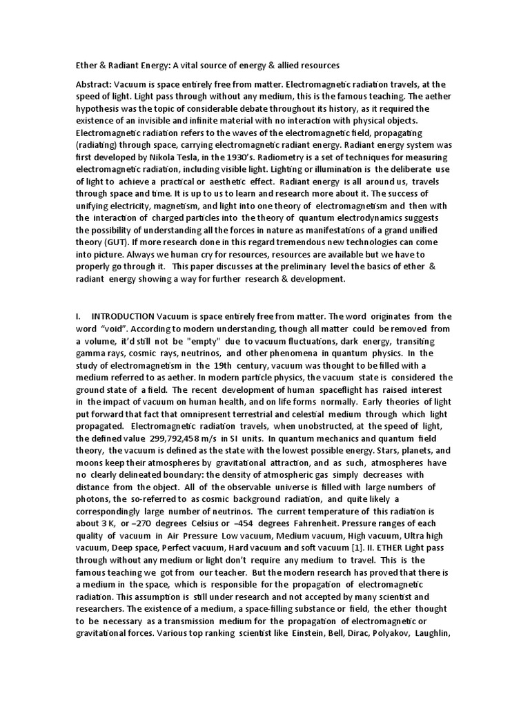 Ether Pdf Electromagnetic Radiation Luminiferous Aether