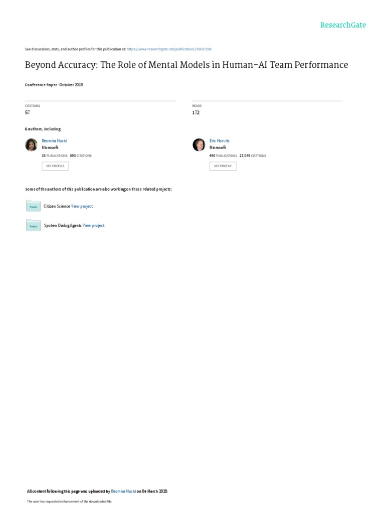 HCOMP19 Mental Models Team Performance | PDF | Artificial Intelligence | Intelligence (AI ...