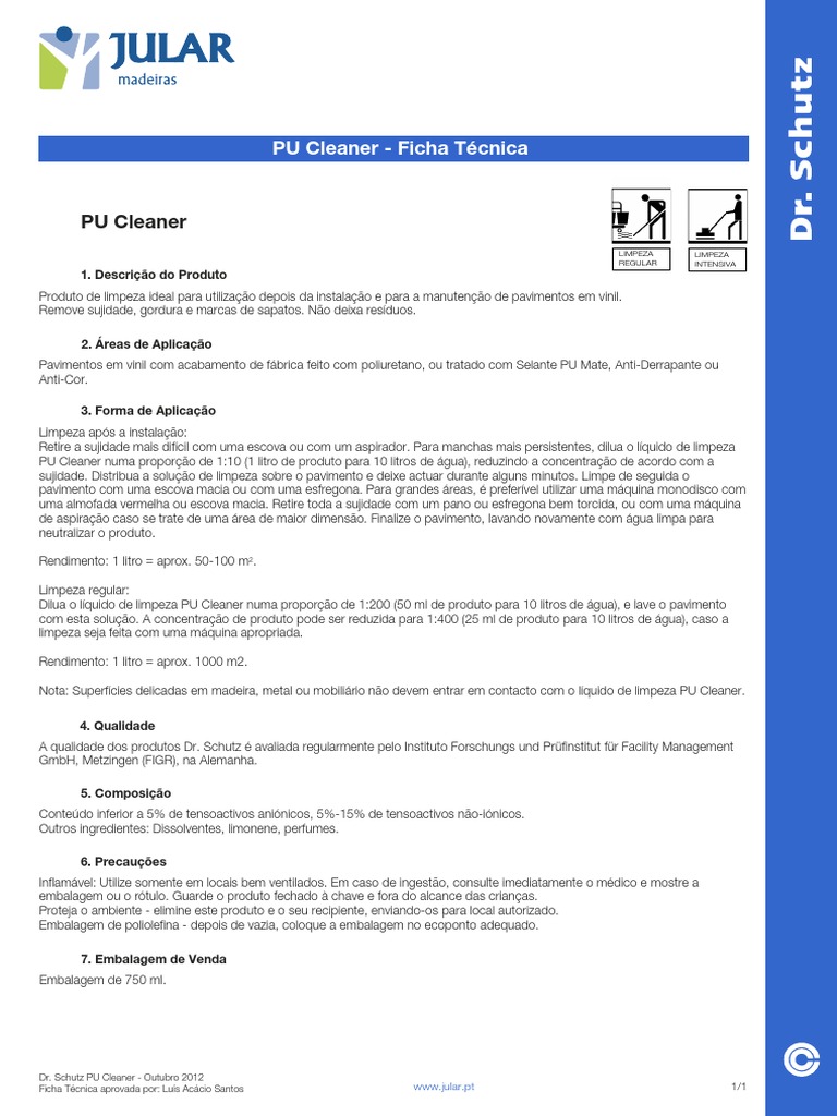 KVNic - DR Schutz PU Cleaner Ficha Técnica PT | PDF | Química