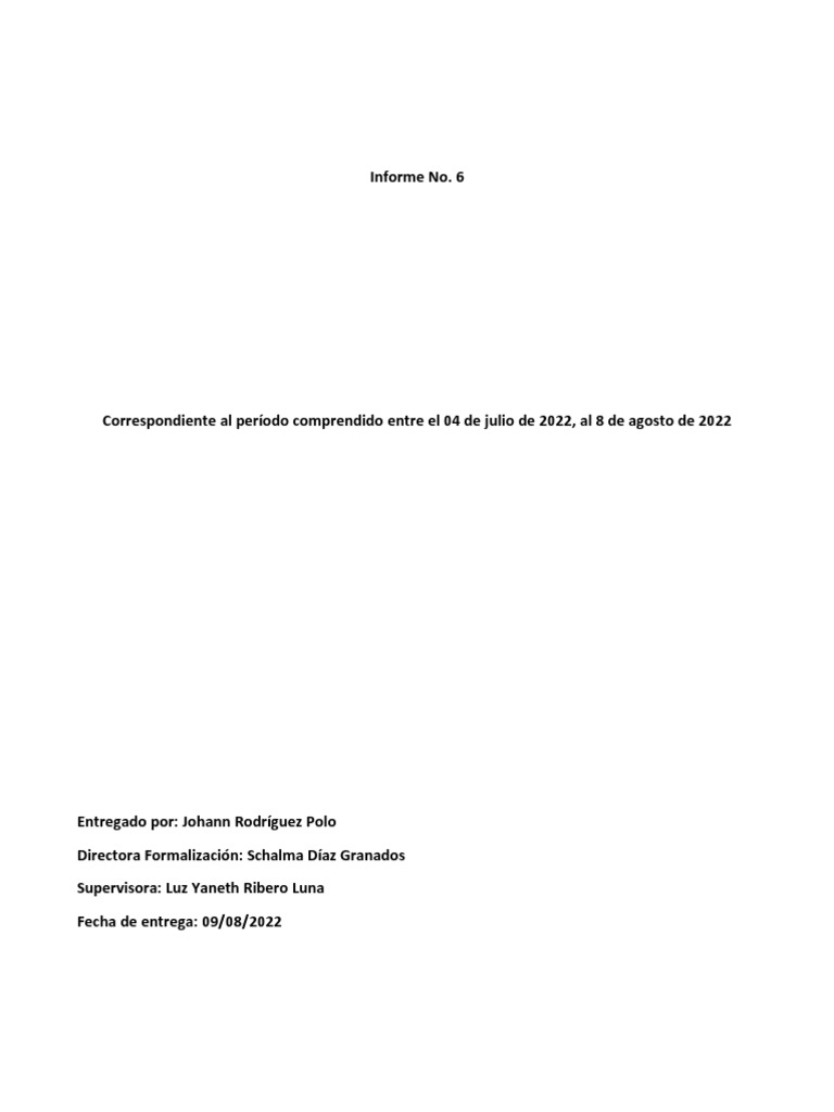 Informe Entregable 6 WORD Johann Rodriguez Polo 2022 | PDF | Business