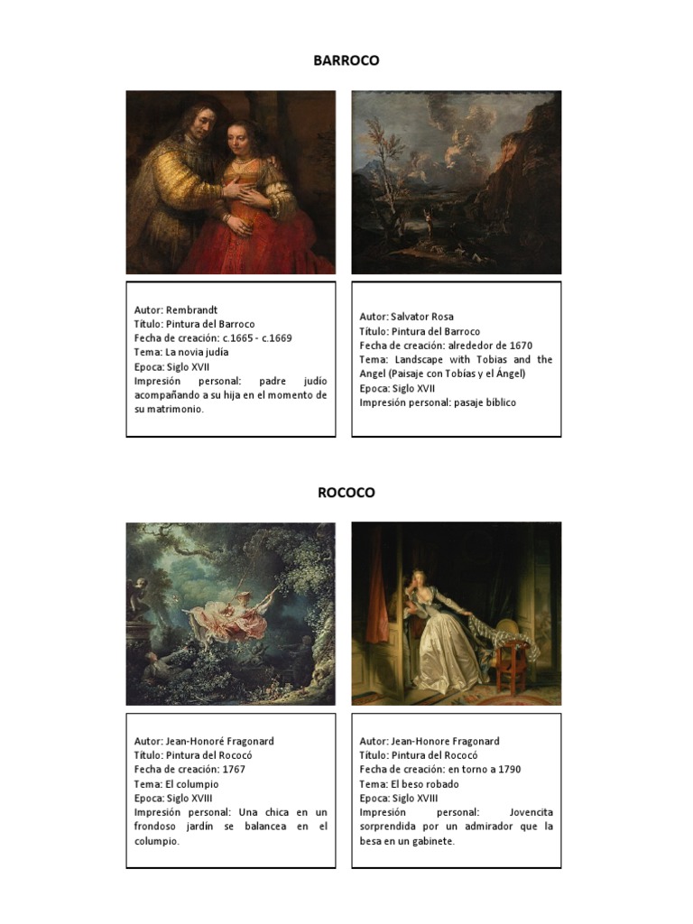 Rococó y Barroco en la Pintura | PDF | Pinturas | Estilo