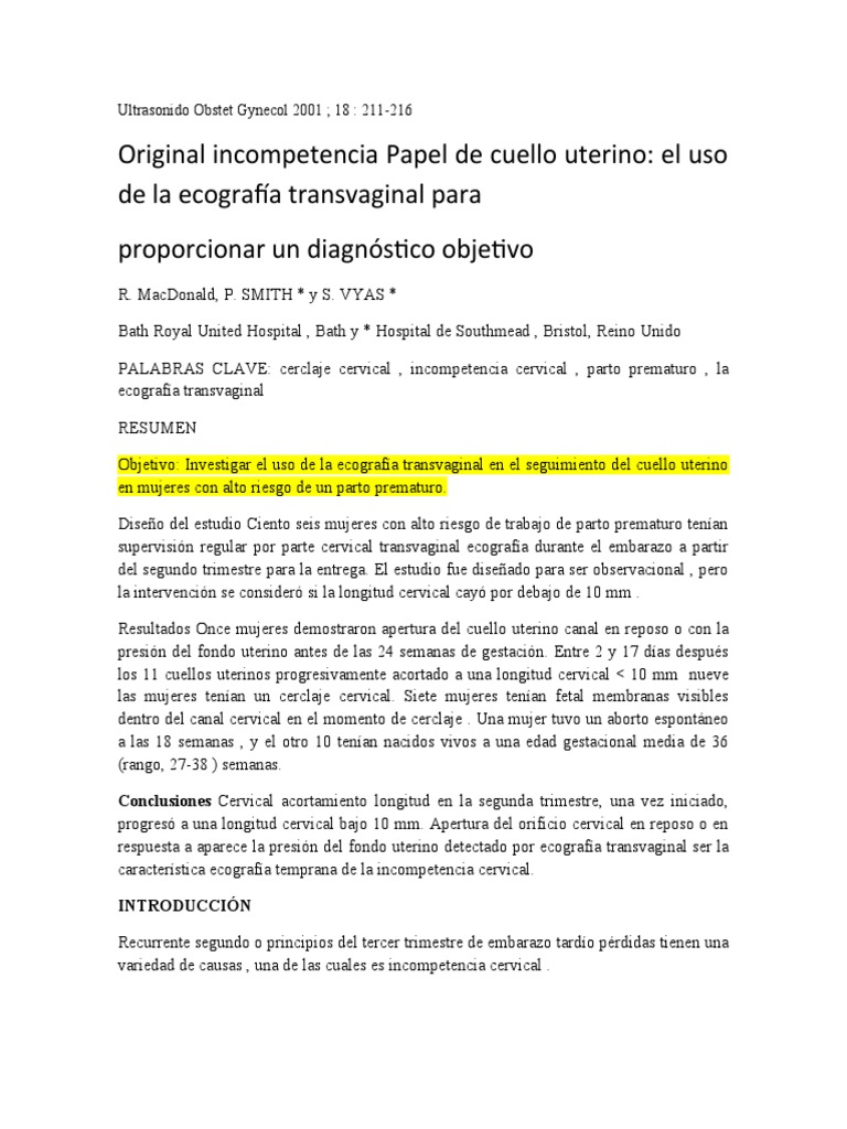 Cervicometria Traducido 3 | PDF | El embarazo | Parto prematuro