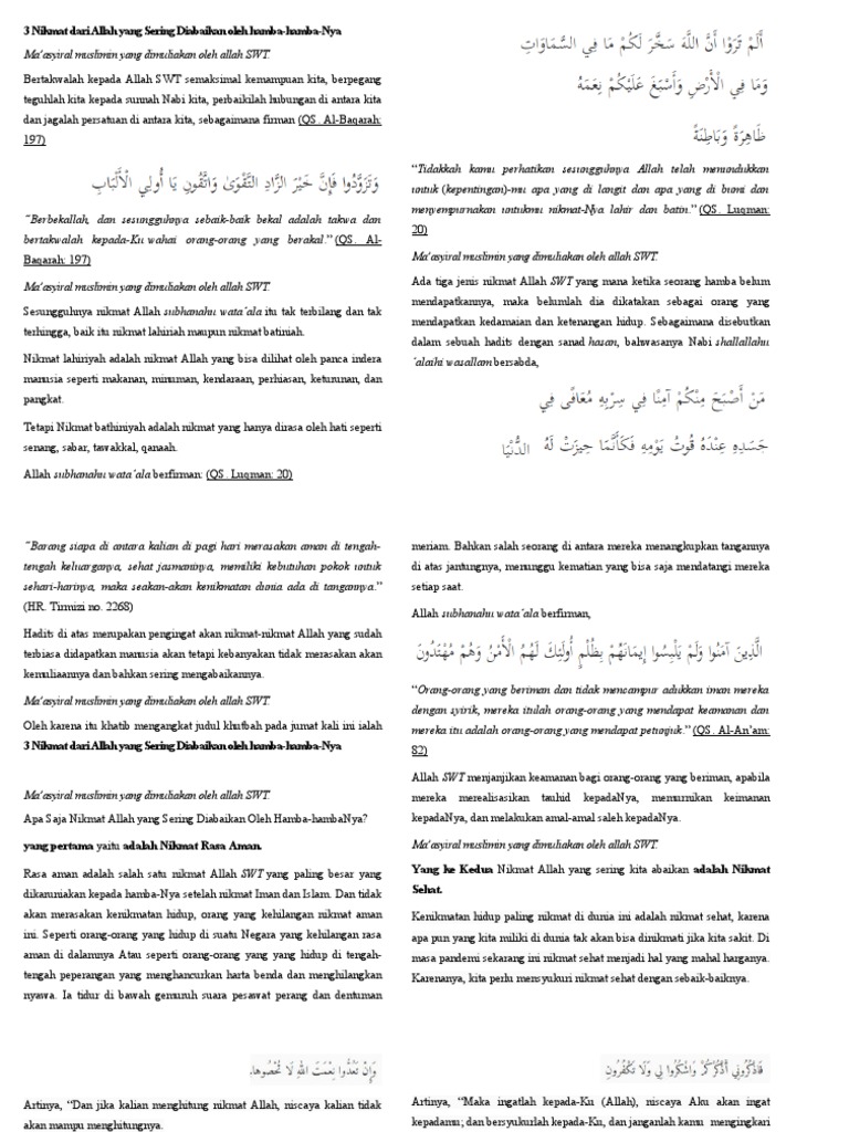 Revisi 3 Nikmat Dari Allah Yang Sering Diabaikan | PDF