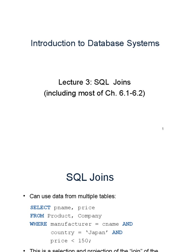 Lec03 SQL Joins | PDF | Data Management Software | Information Technology Management