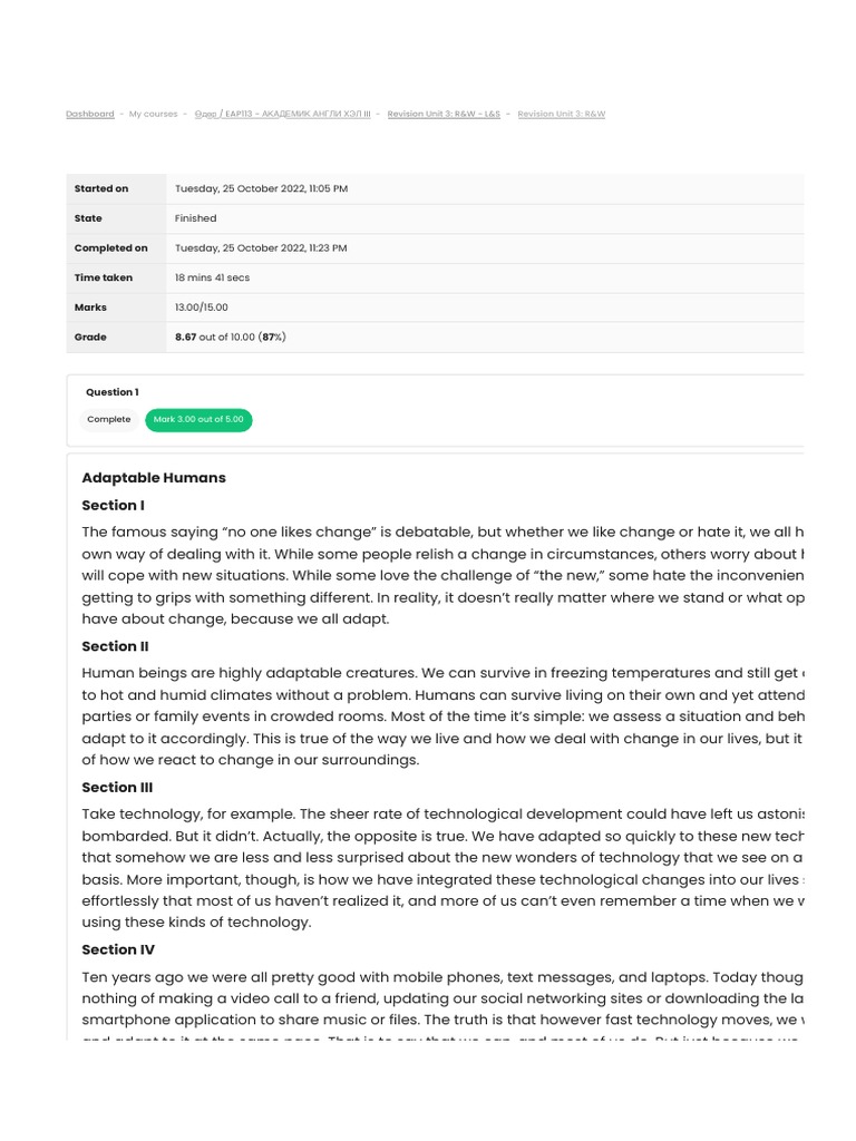 Revision Unit 3 - R&W - Attempt Review | PDF | Communication