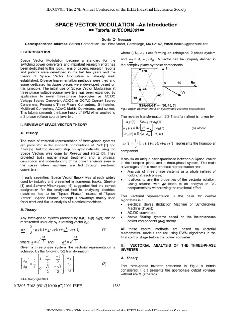 Space Vector Modulation An Introduction | PDF | Power Inverter | Power ...