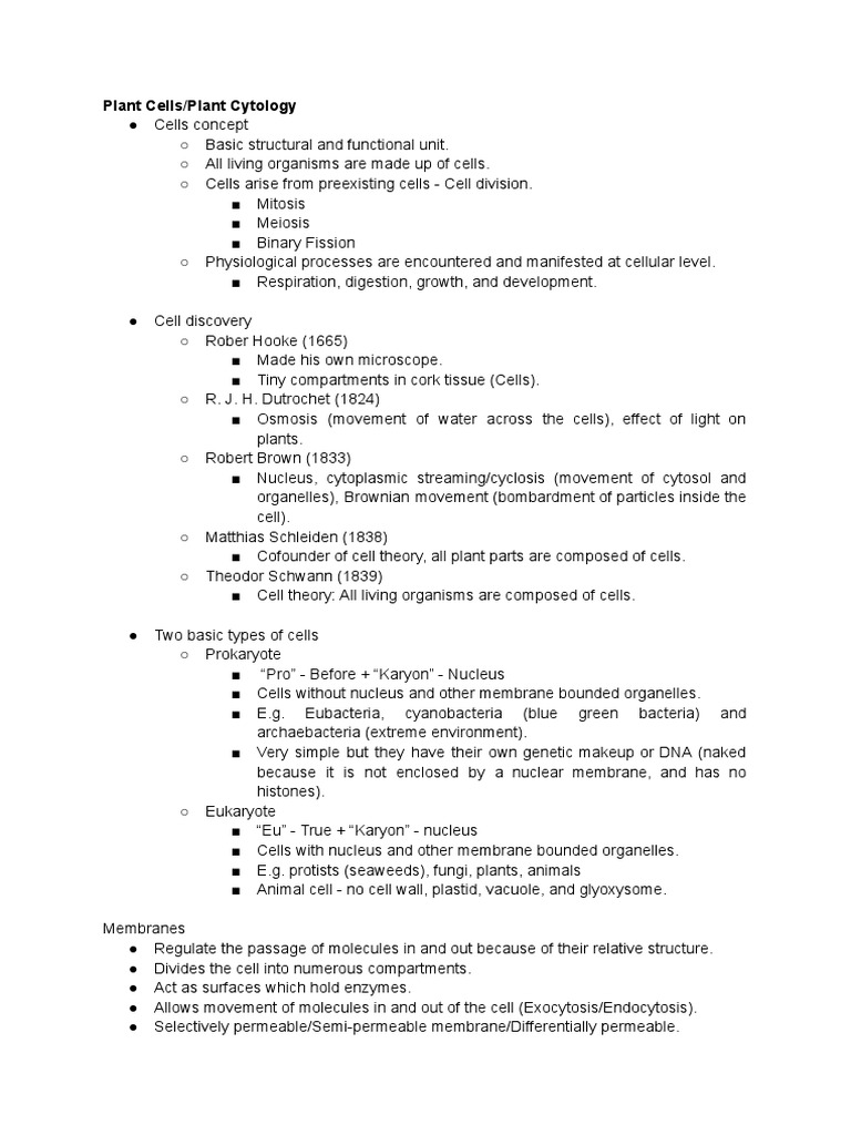 Botany - Plant Cells - Plant Cytology | PDF | Cell Membrane | Chloroplast
