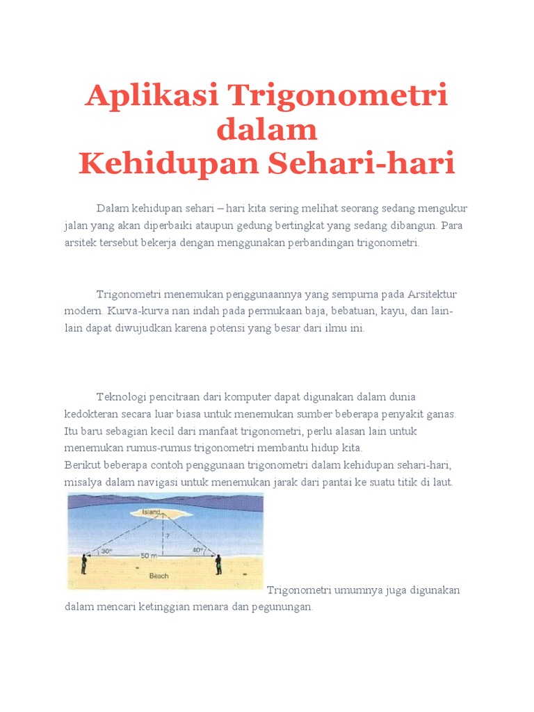 Aplikasi Trigonometri dalam Kehidupan Sehari-hari | PDF | Metode ...
