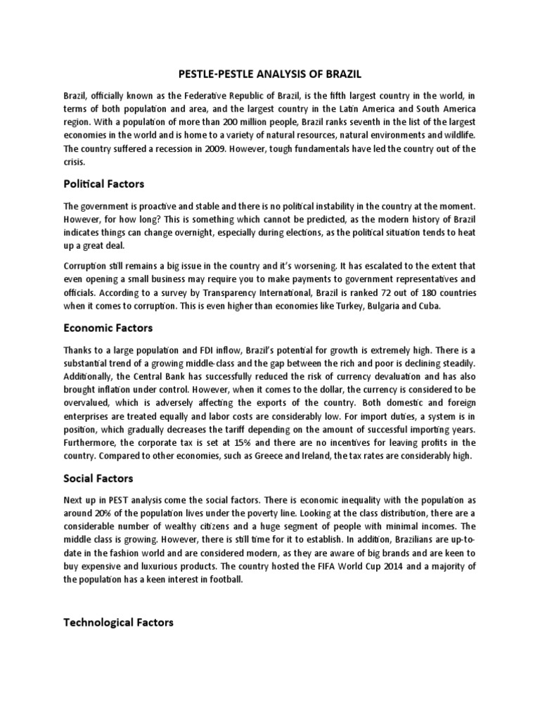 Pestle Analysis | PDF | Brazil | Taxes
