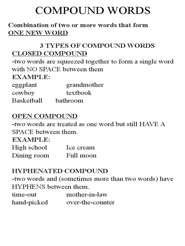 Compound Words | PDF | Language Arts & Discipline