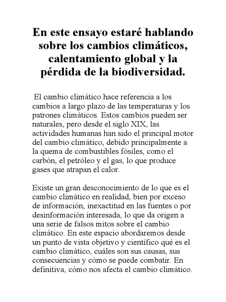 En Este Ensayo Estaré Hablando Sobre Los Cambios Climáticos ...
