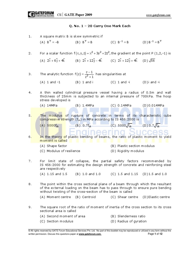 (WWW - Entrance-Exam - Net) - GATE Sample Paper 1 | PDF