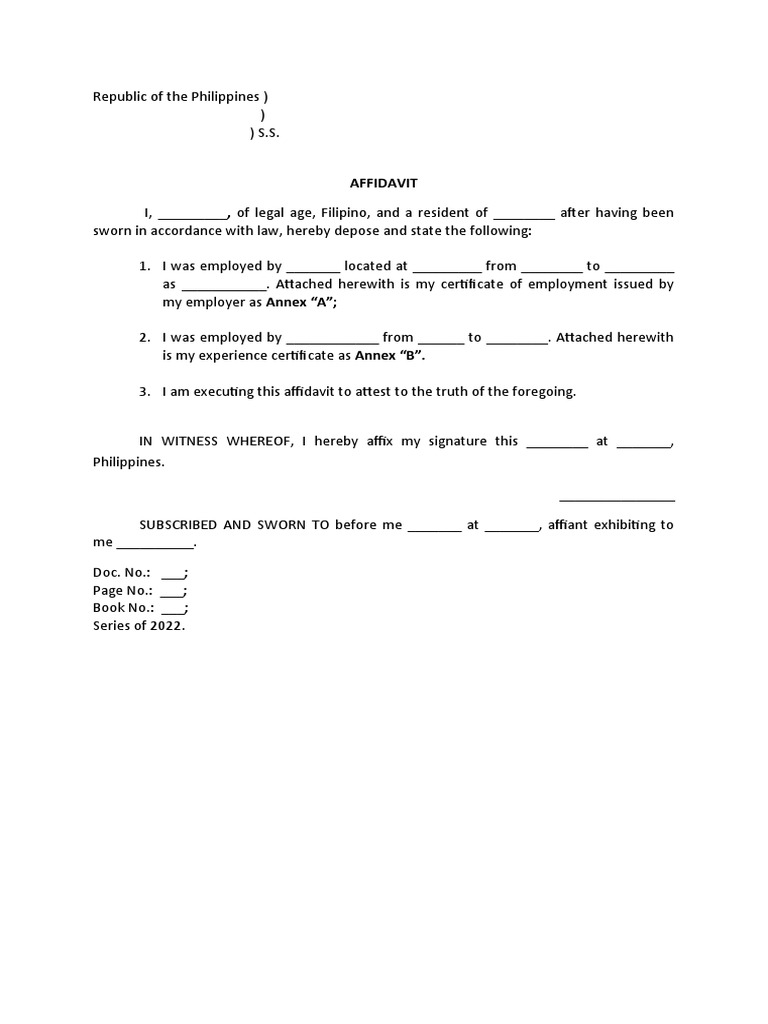 Affidavit of Employment | PDF