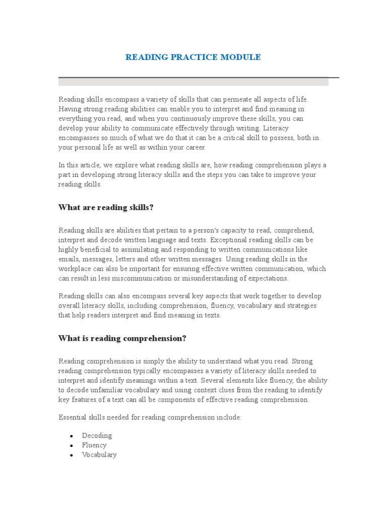 Ielts Reading Practice Module | PDF | Reading Comprehension | Communication