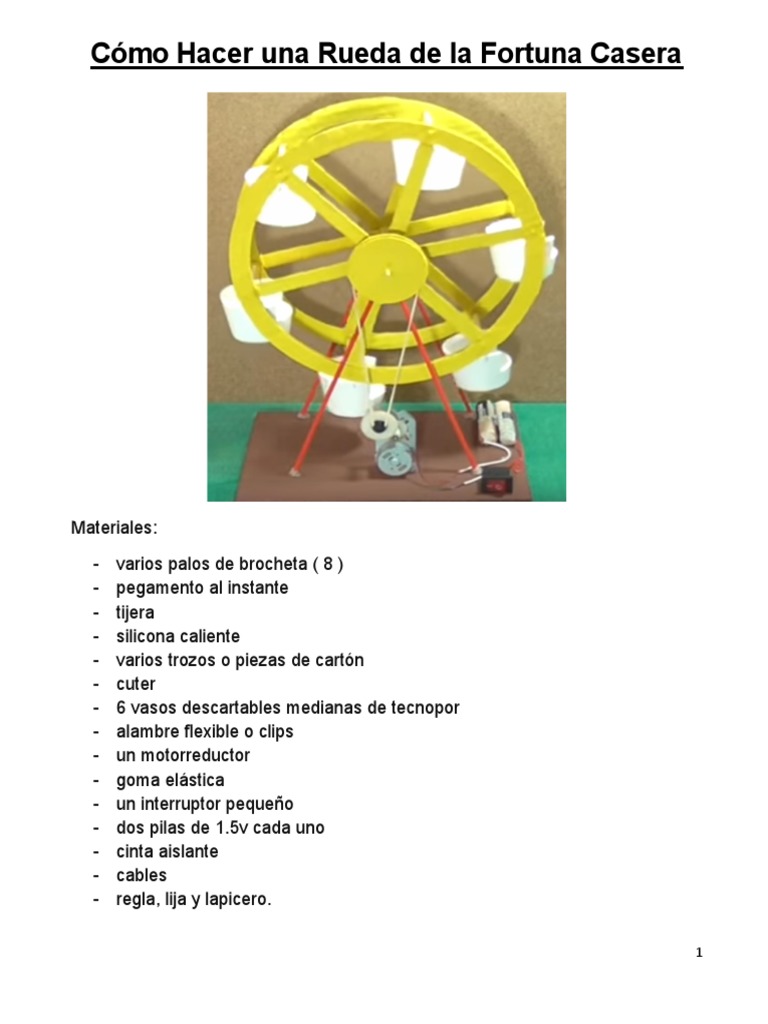 Como Hacer Una Rueda de La Fortuna Casera | PDF | Bienes manufacturados