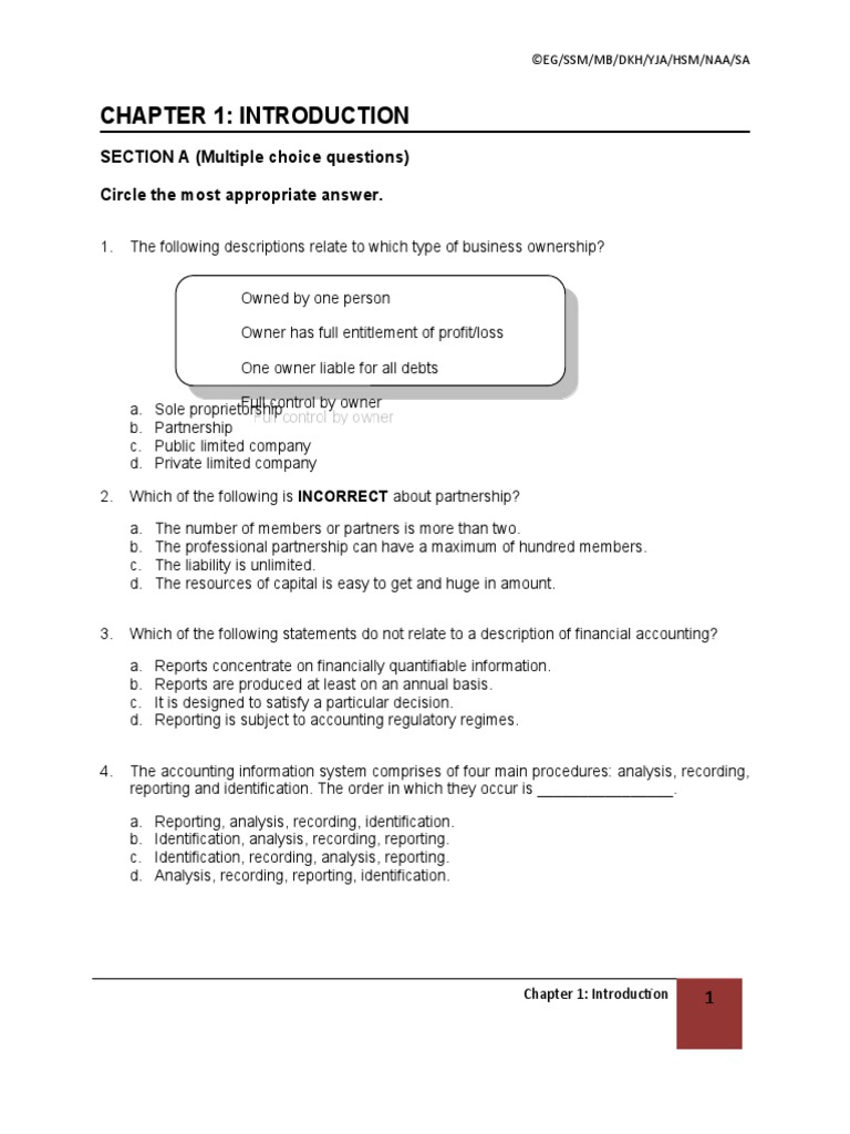CHAPTER 1 INTRODUCTION - Tutorial | PDF | Bookkeeping | Sole Proprietorship