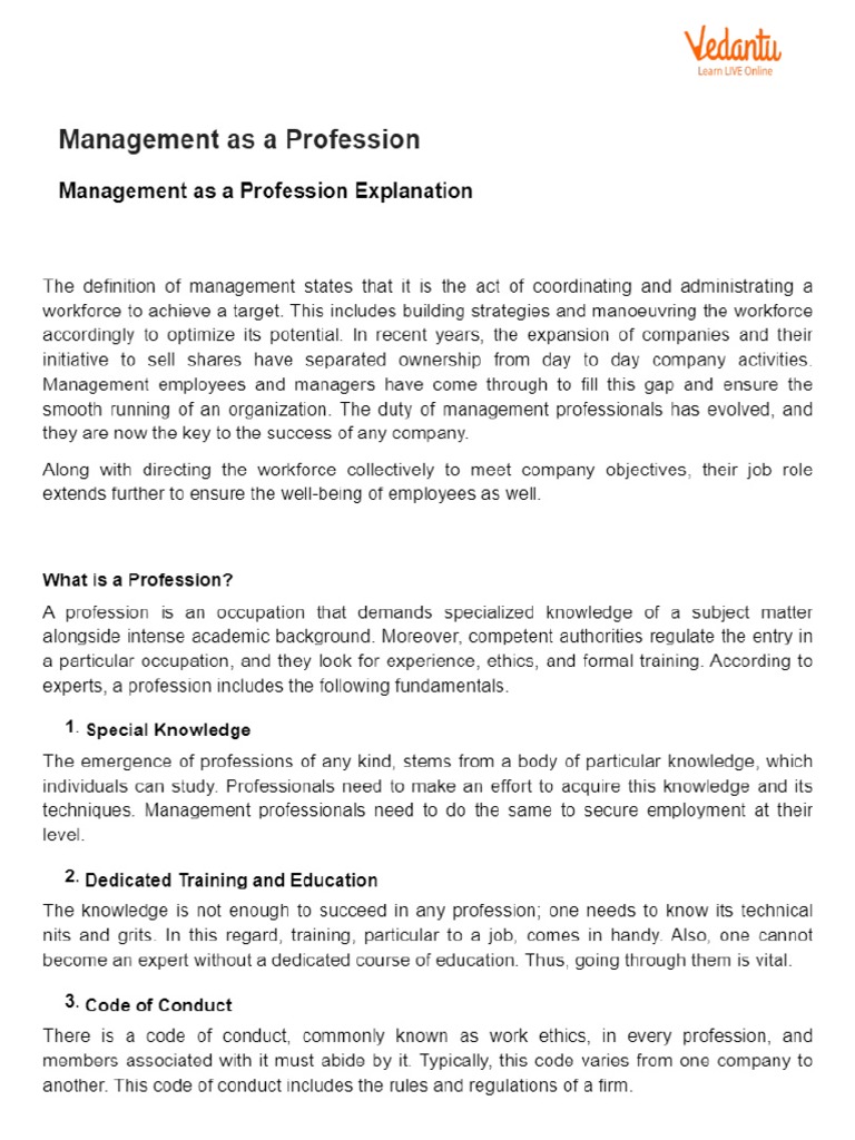 Management As A Profession | PDF