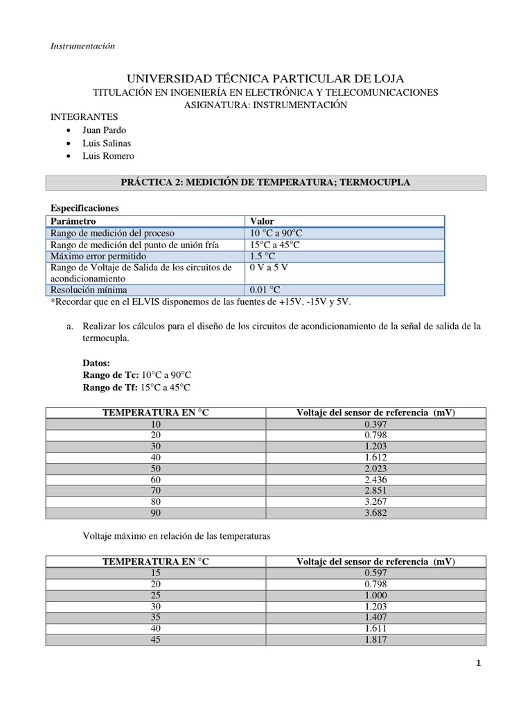 Medición de Temperatura de Termocupla | PDF | Par termoeléctrico ...