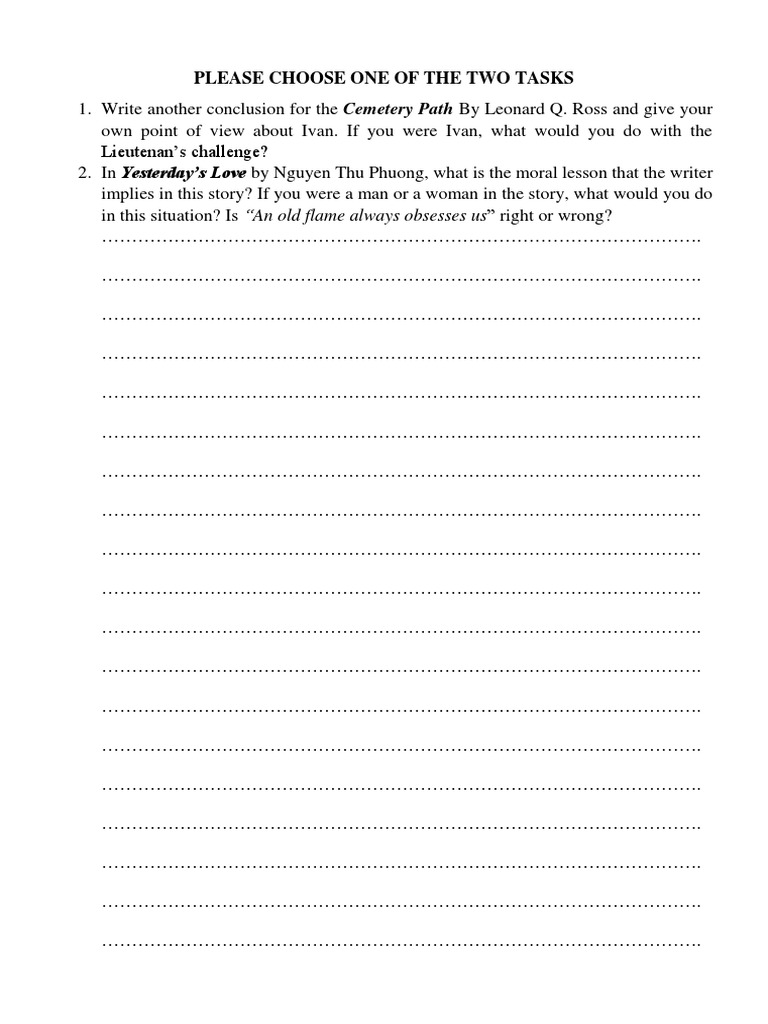 Please Choose One of The Two Tasks | PDF | Philosophy | Young Adult