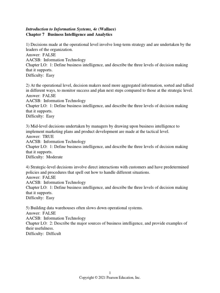 Chapter 07 - Test Bank For Introduction To Information Systems 4th ...