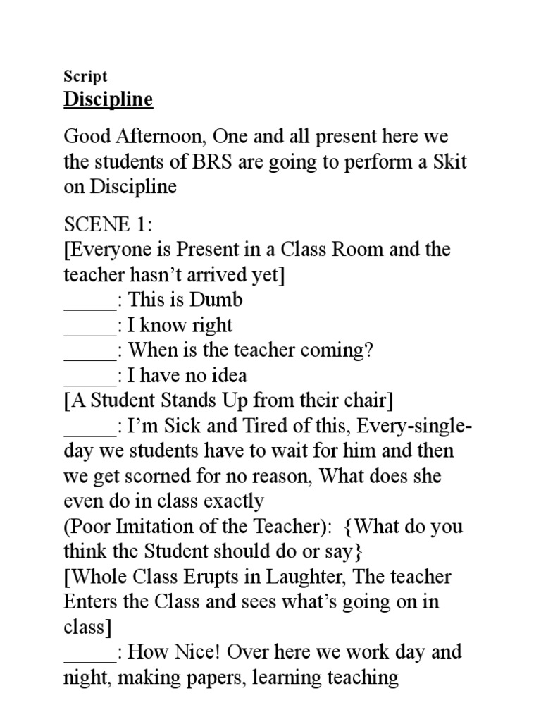 Script For Discipline | PDF | Teachers