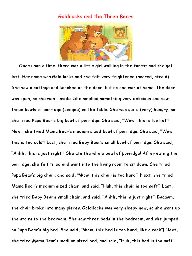 Goldilocks and The Three Bears | PDF | Goldilocks And The Three Bears