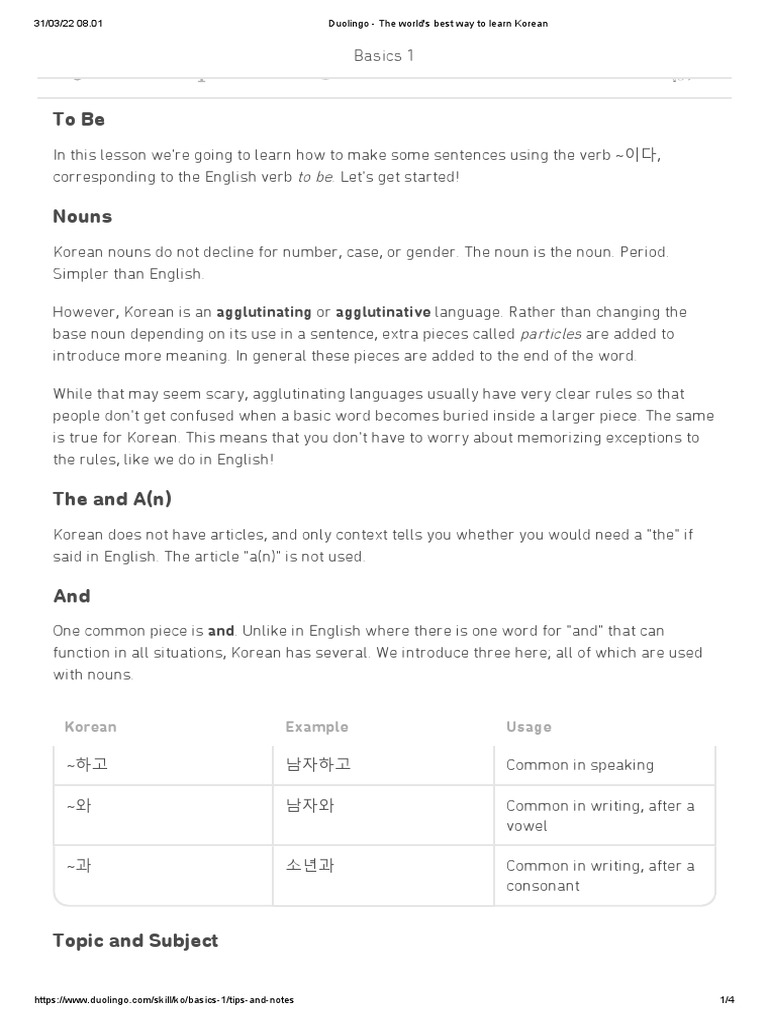 Basics 1 | PDF | English Language | Korean Language