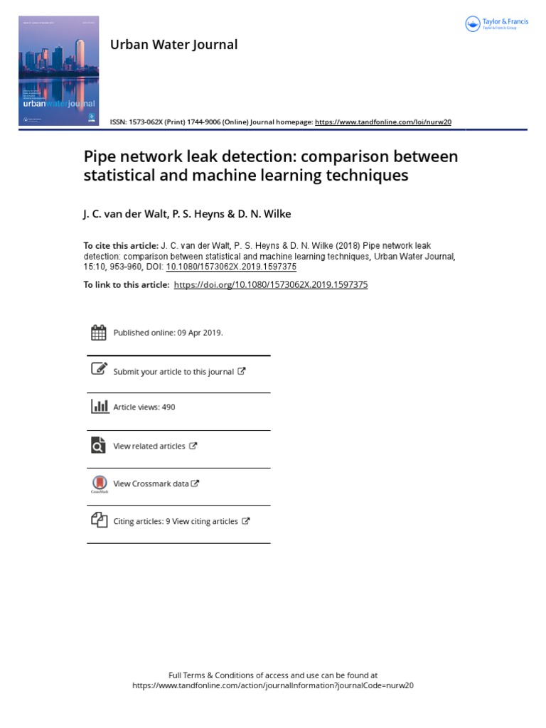 Pipe Network Leak Detection Comparison Between Statistical and Machine Learning Techniques | PDF ...