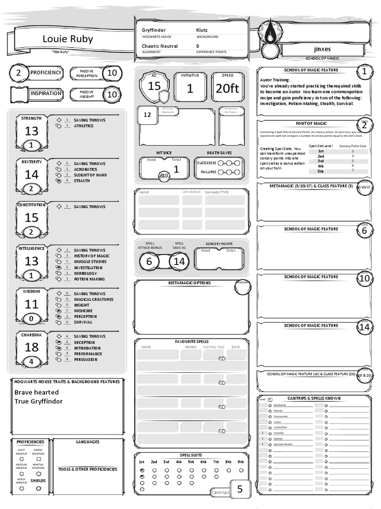 WW Condensed Character Sheet by Andre Sezoes | PDF | Fantasy | Role ...