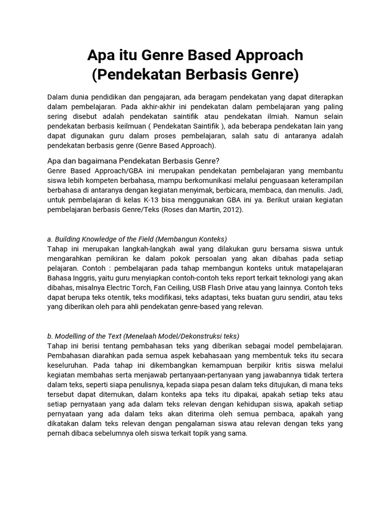 Apa Itu Genre Based Approach | PDF