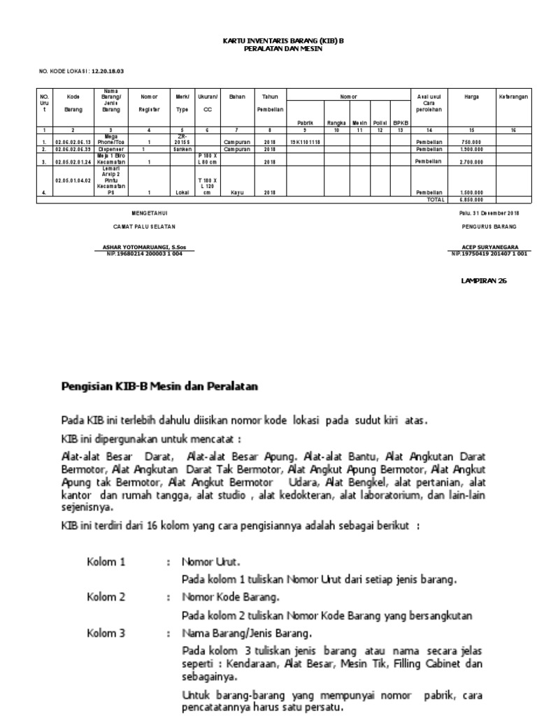 KIB B - Peralatan Dan Mesin | PDF
