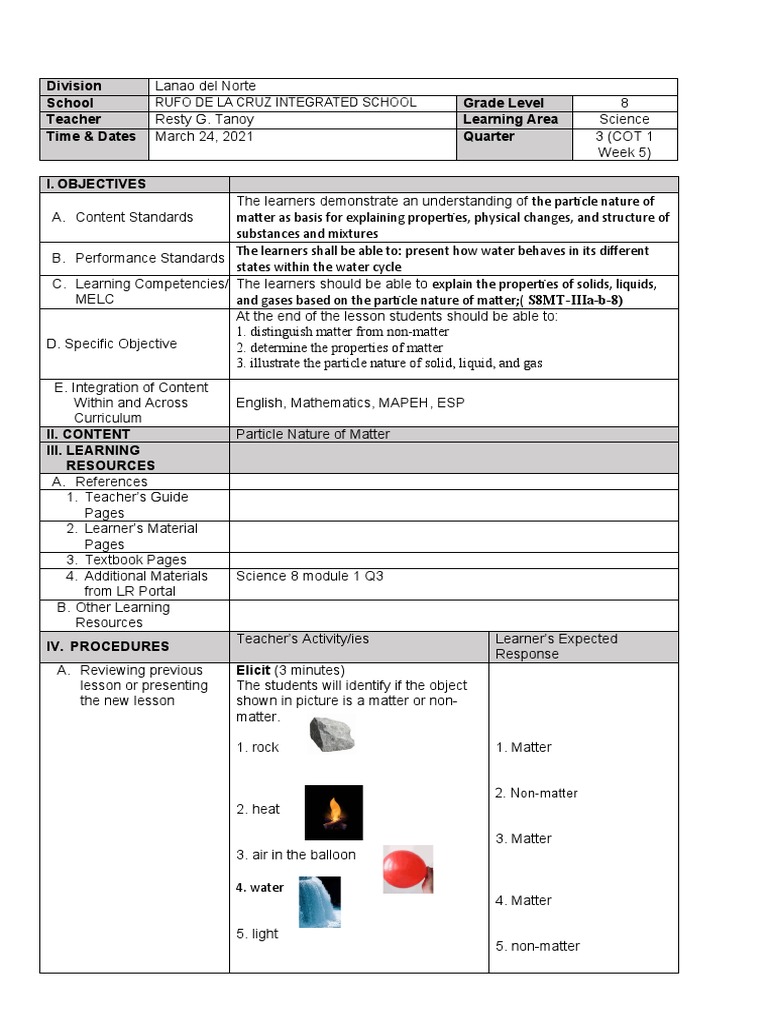 1st COT LP | PDF | Gases | Matter