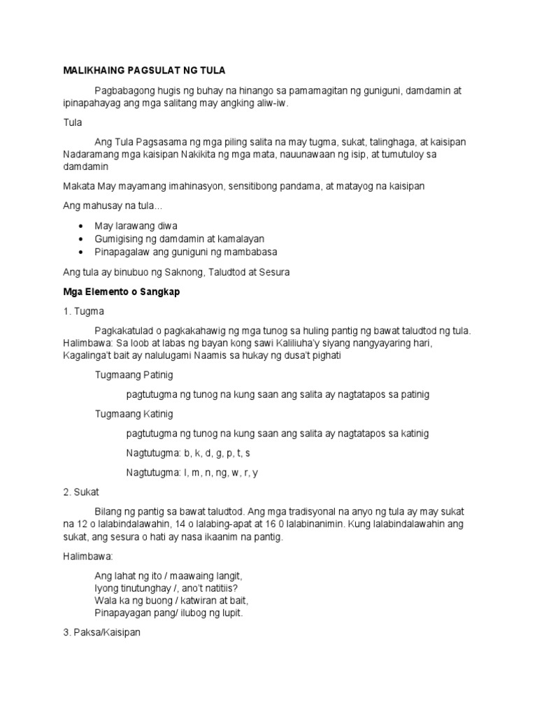 Malikhaing Pagsulat NG Tula | PDF