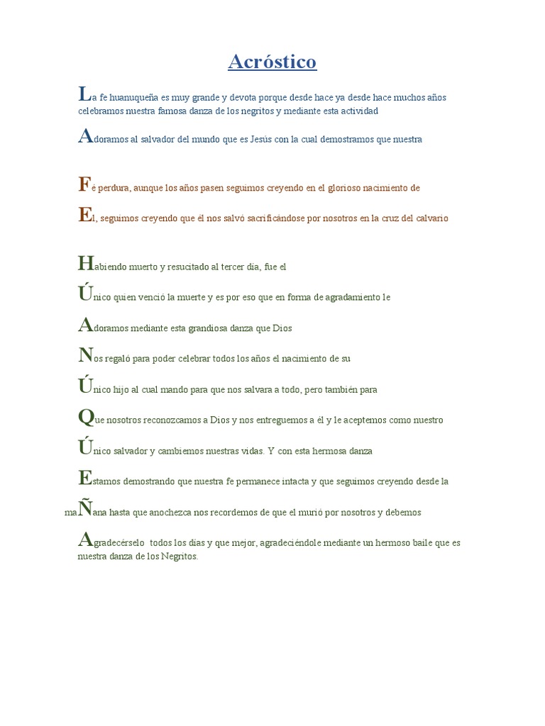 Acróstico de Religion | PDF
