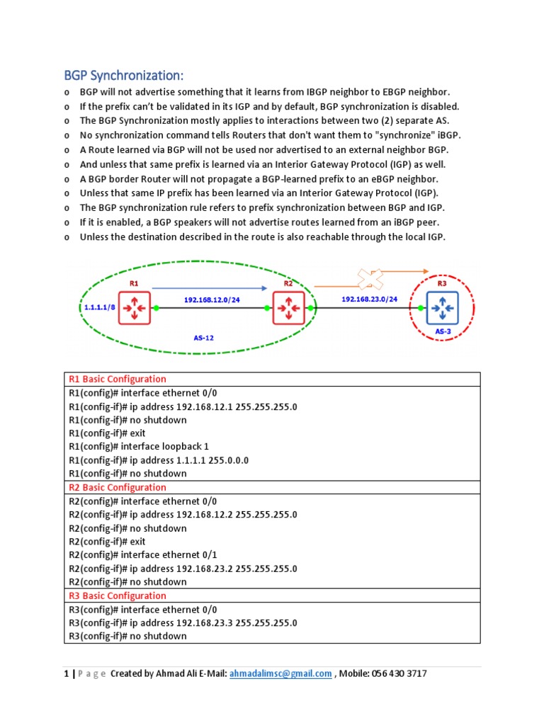 11-BGP Synchronization | PDF | Network Layer Protocols | Communications Protocols