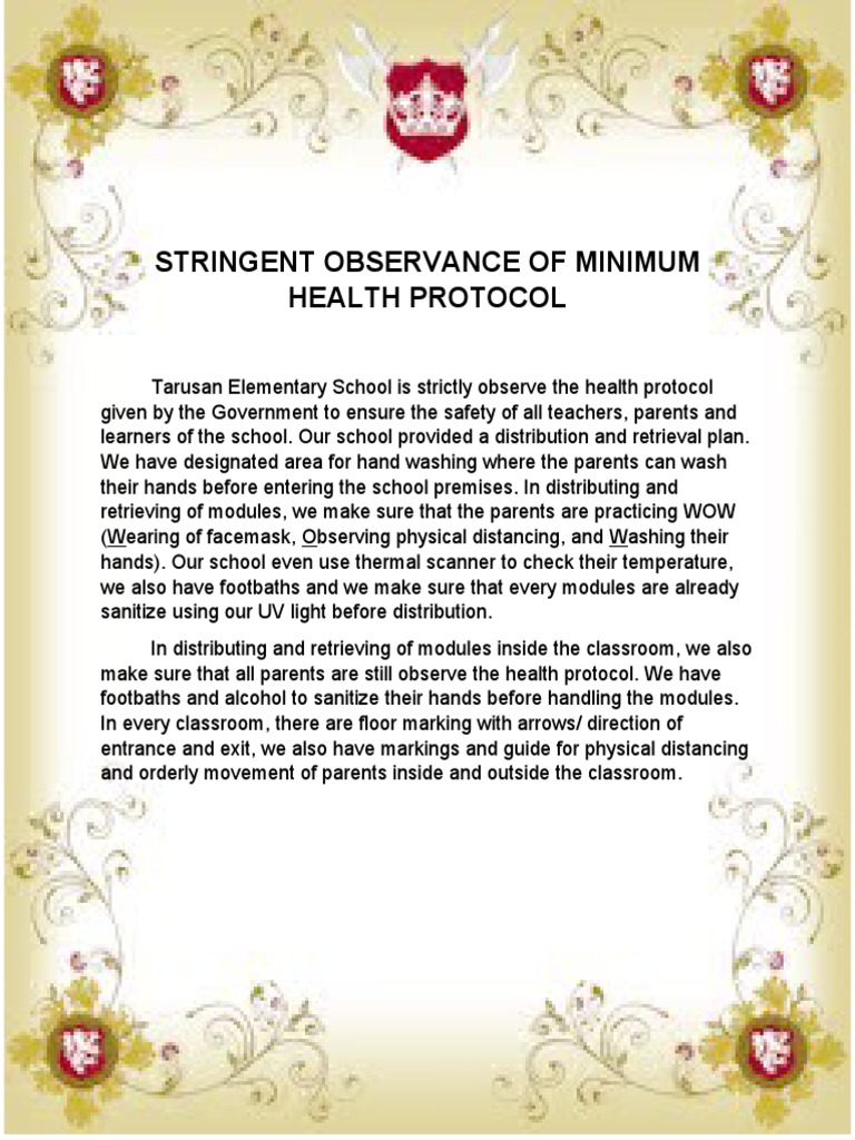 Stringent Observance of Minimum Health Protocol | PDF
