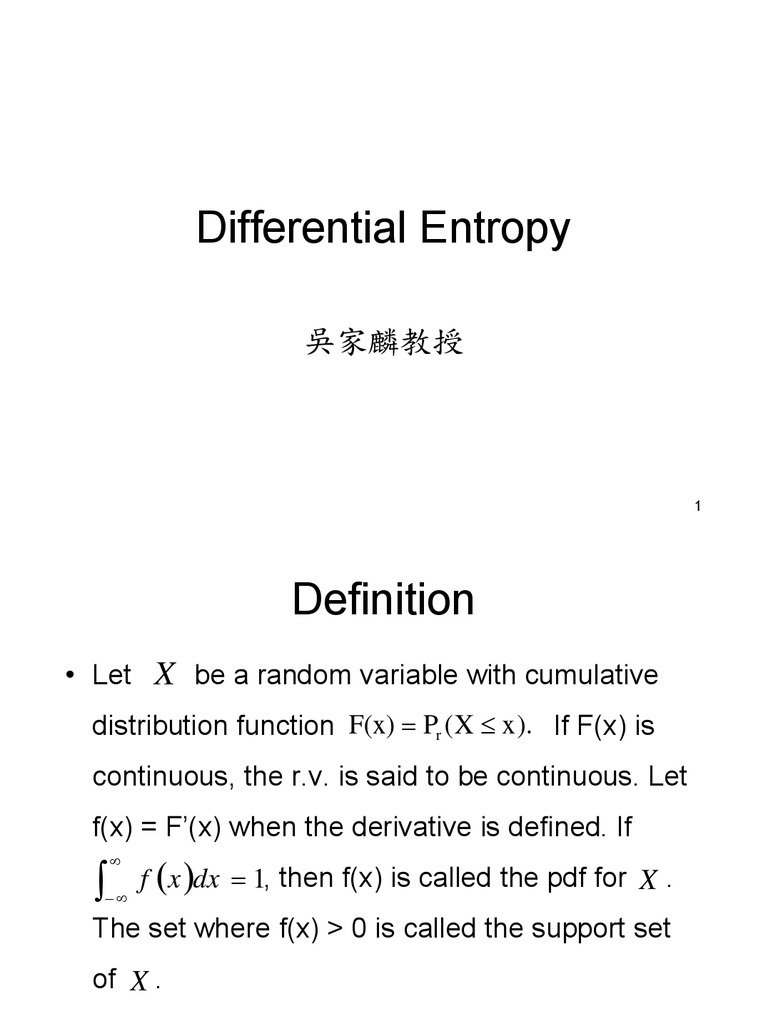 Information Theory Differential Entropy | PDF | Normal Distribution ...
