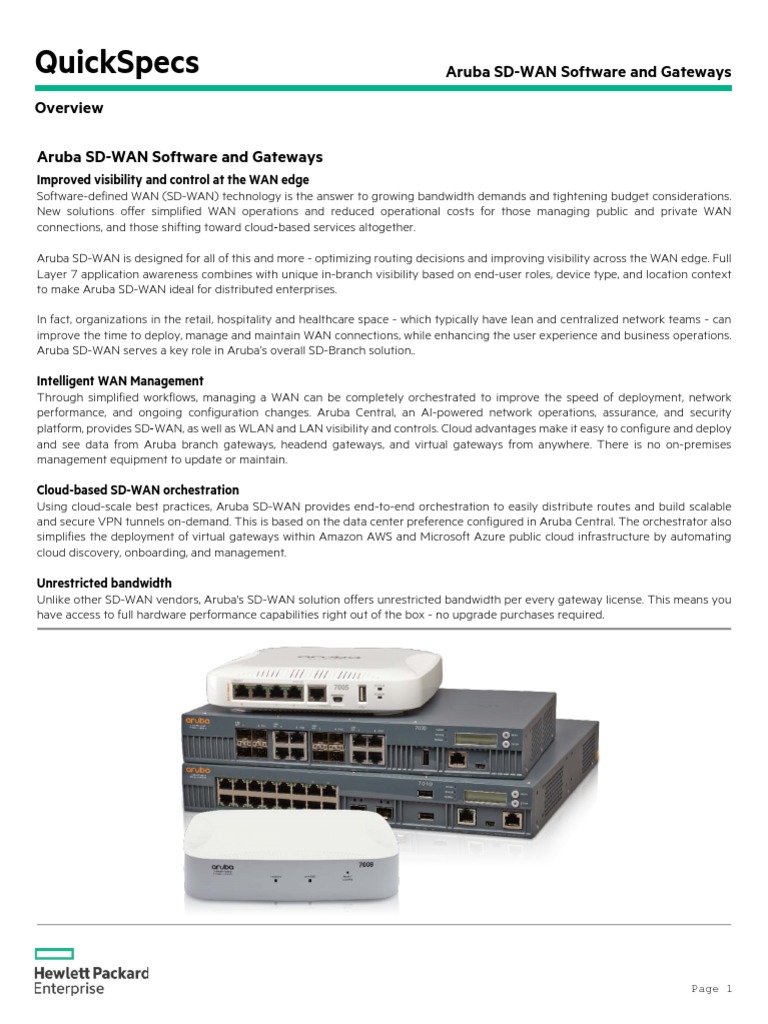 SD WAN Aruba Software and Gateways | PDF | Cloud Computing | Computer Network